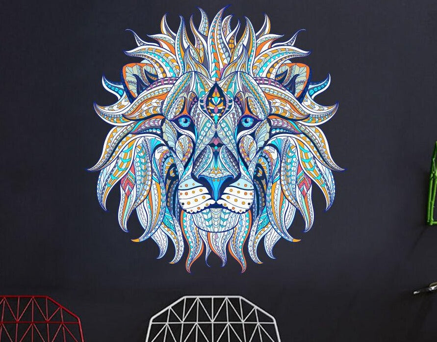 Blue Lion Head Wall Art Stickers