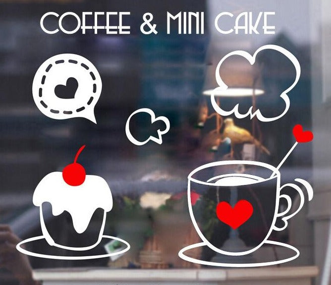 Cafe Cake Ice Cream Shop Window Wall Stickers