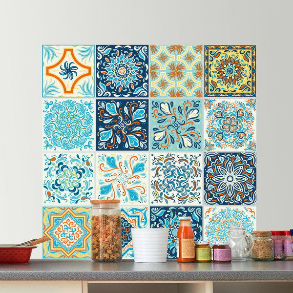 Pack of 16 Tile Stickers Wall Kitchen Bathroom Floor Home Decor