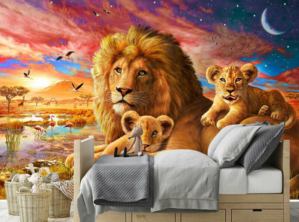 Lion Sunrise Wall Mural AM13