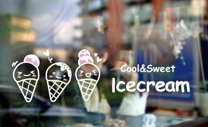 Icecream Milktea Shop Removable Shop Wall Window Stickers