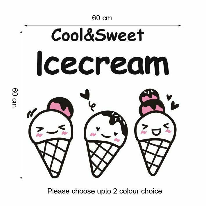 Icecream Milktea Shop Removable Shop Wall Window Stickers