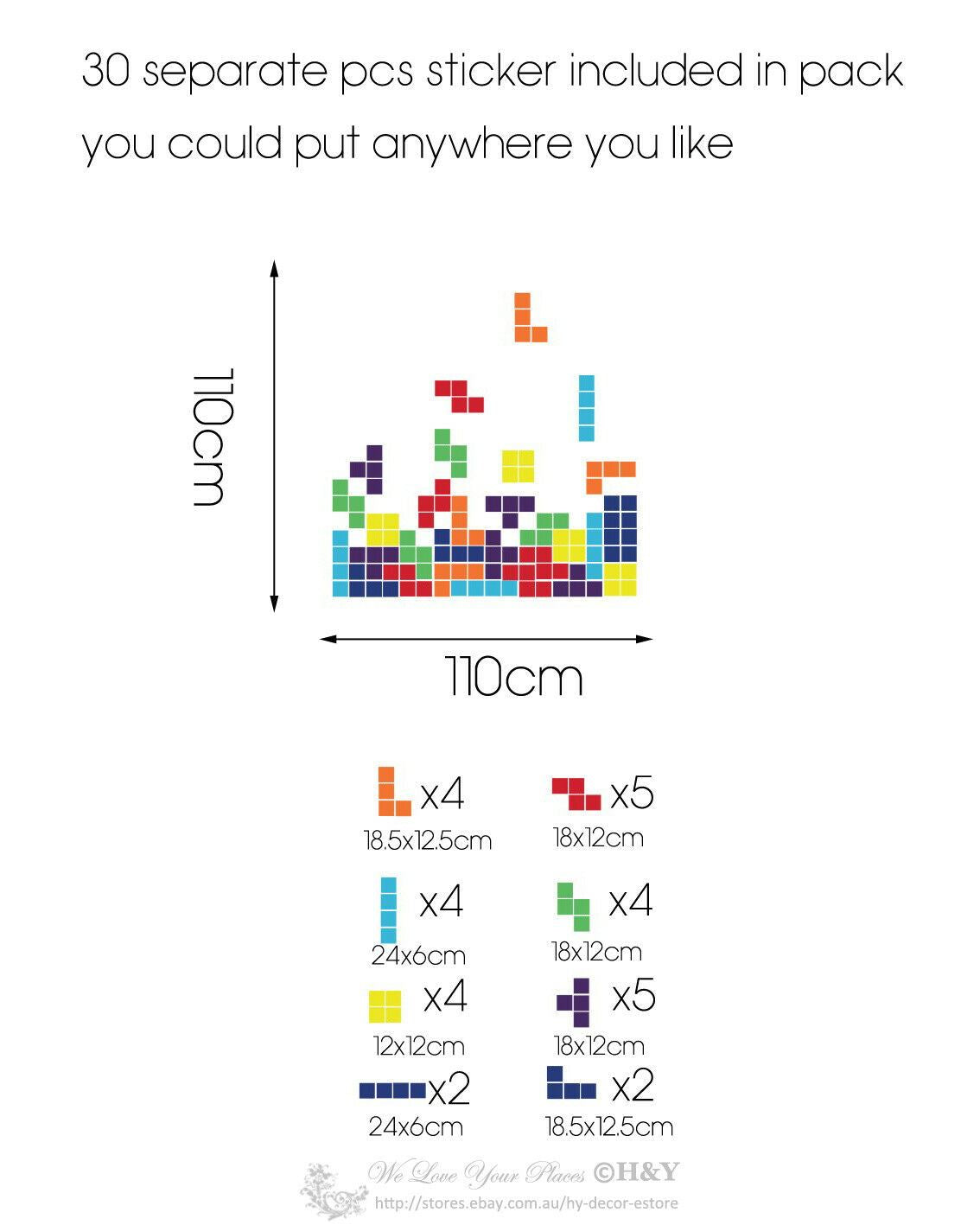 Tetris Game Wall Decal Removable Sticker