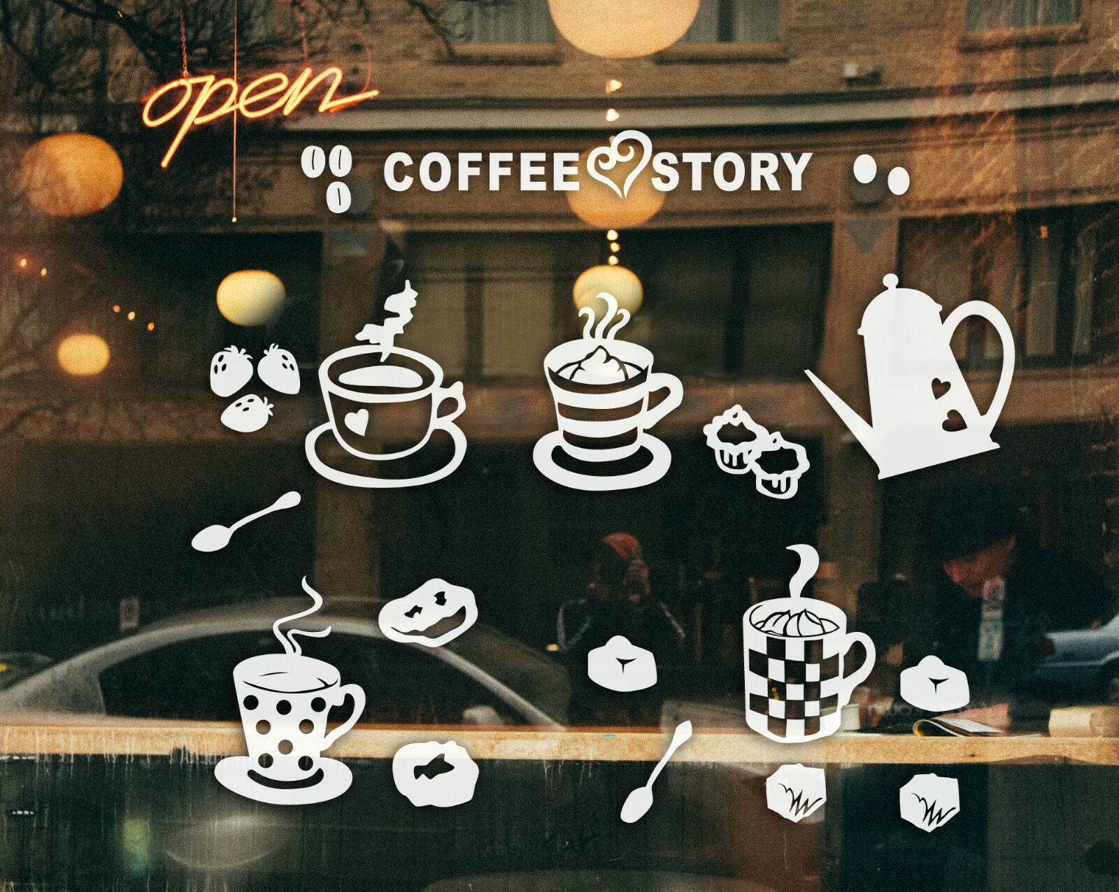 Coffee Cafe Window Wall Stickers