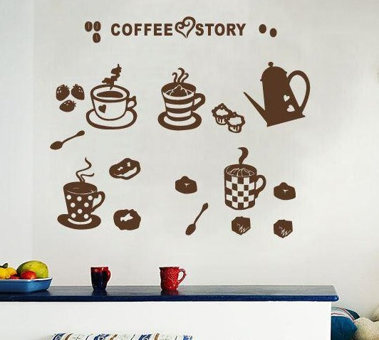 Coffee Cafe Window Wall Stickers