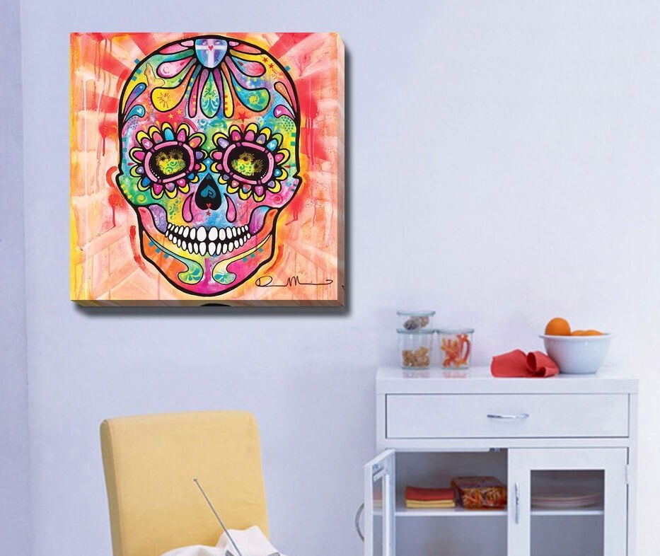 Sugar Skull Stretched Canvas Print