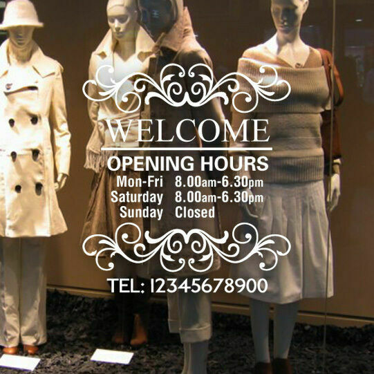 Personalised Vinyl Lettering TRADING HOURS Window sticker