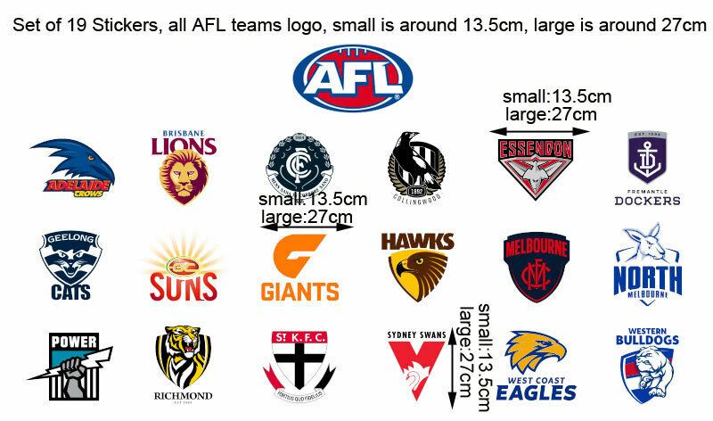 Set of 19 pcs AFL Footy Logo Sign Sticker