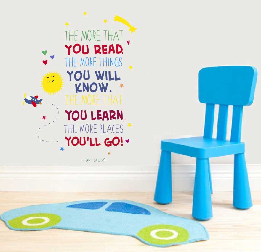 "The more you read" Dr Seuss Quote Wall Sticker - HYWallArt